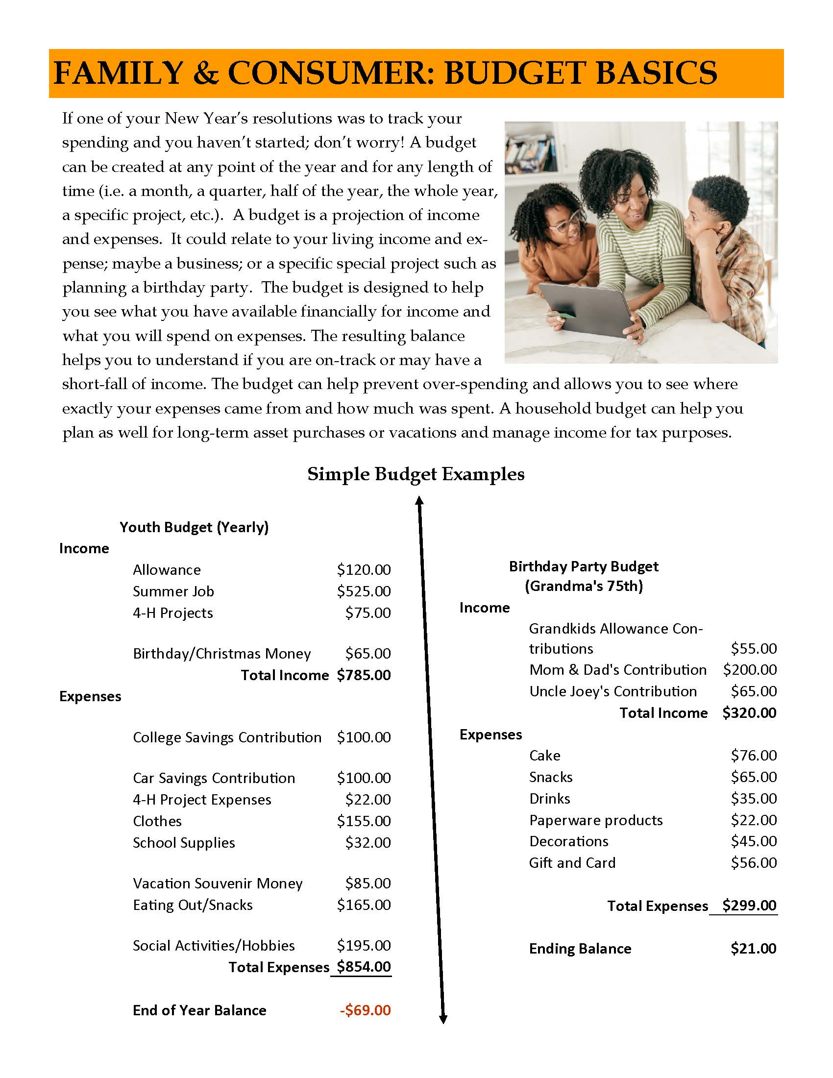 Family & Consumer: Budget Basics – Lincoln County Extension