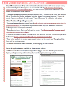 4-H Project/Forms Reminders – Lincoln County Extension