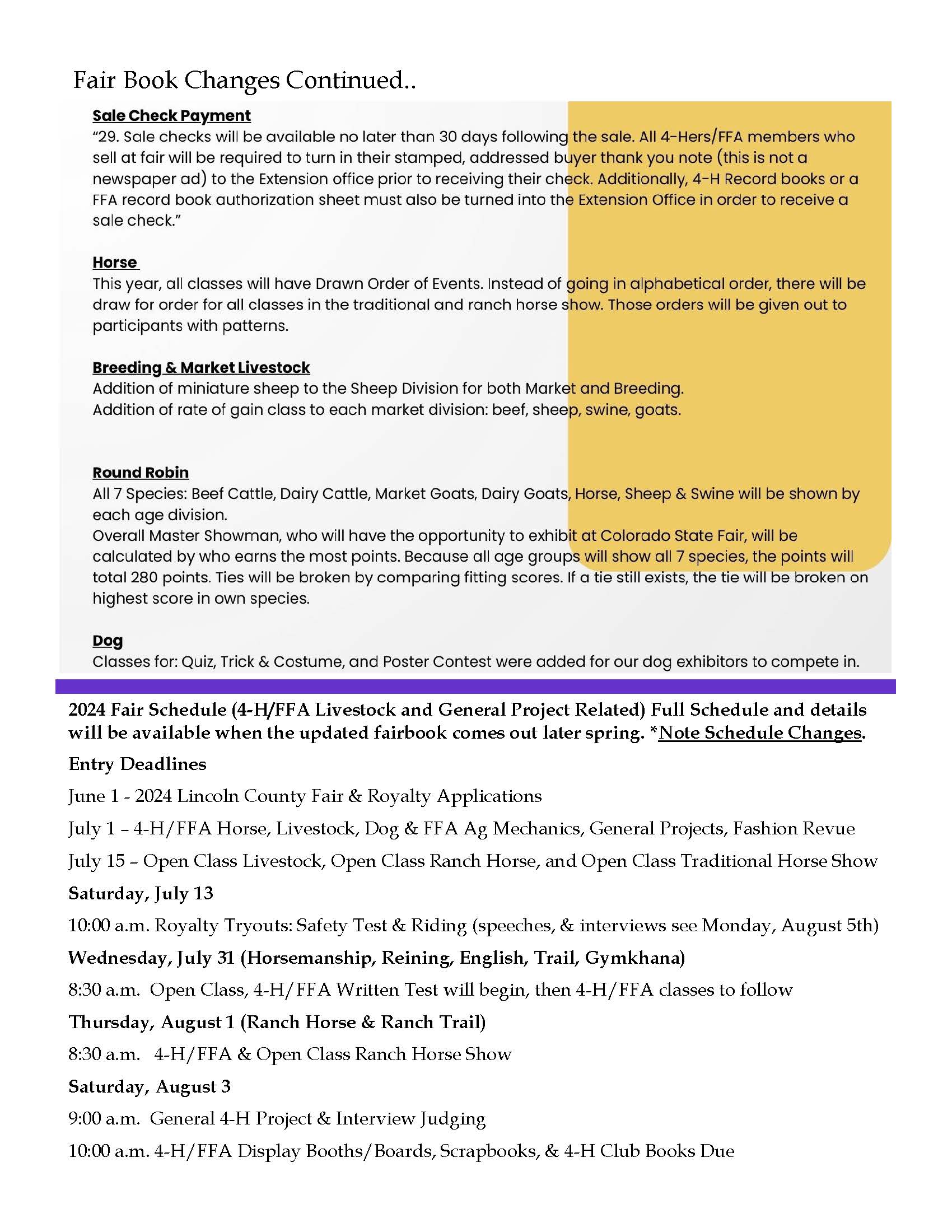 Fairbook & Fair Schedule Changes-Update – Lincoln County Extension