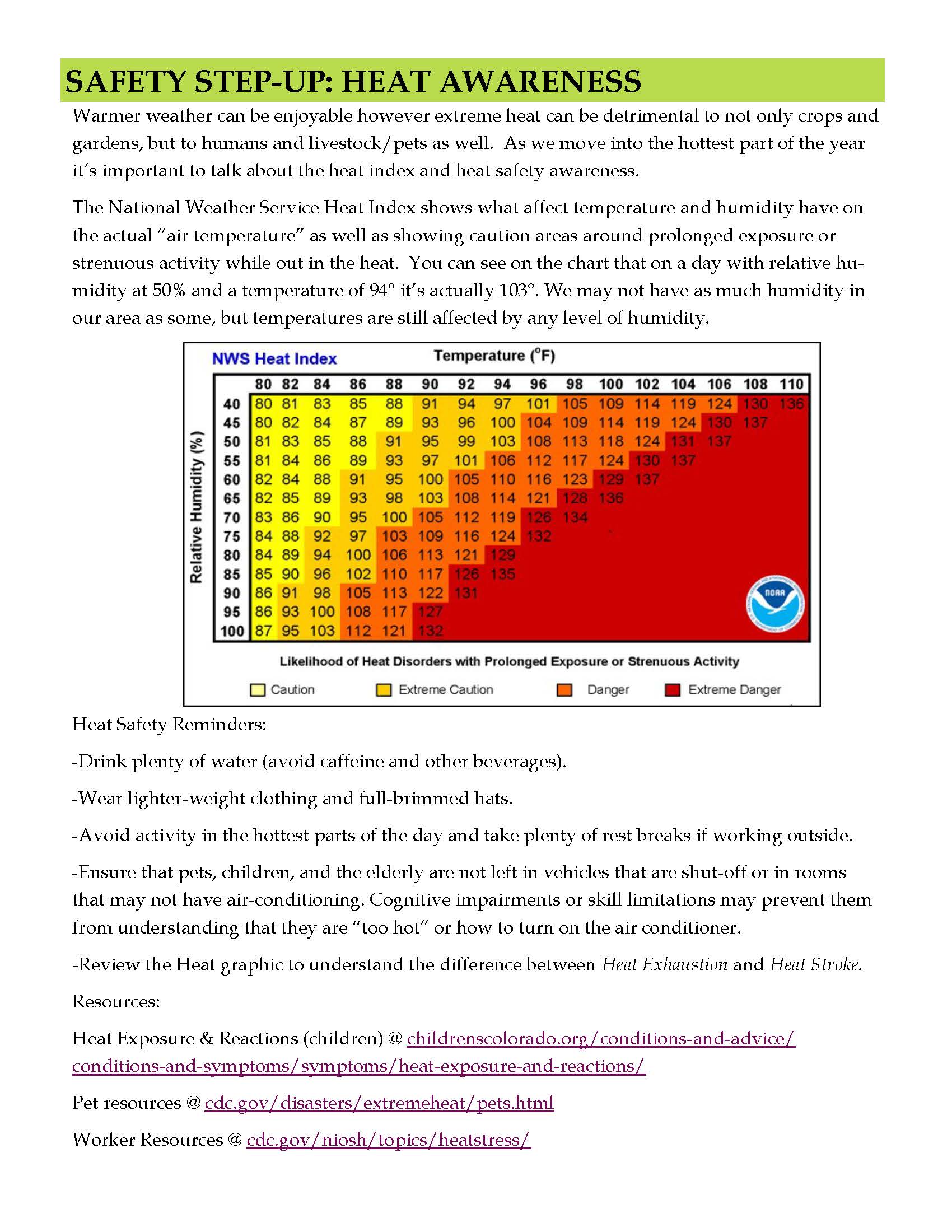 Safety StepUP: Heat Awareness – Lincoln County Extension